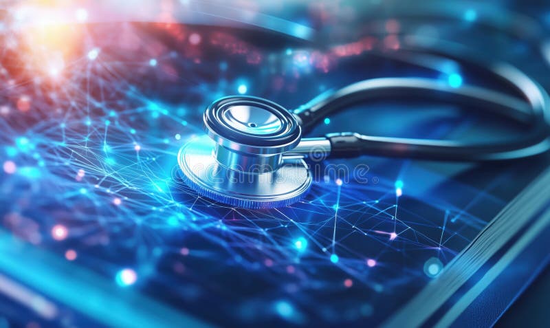 Stethoscope on Digital Medical Background with Network Connections and ...