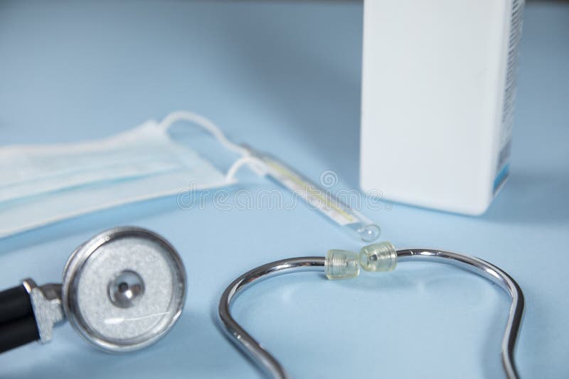 Stethoscope with Drug and Mask Stock Photo - Image of drug, vaccine ...