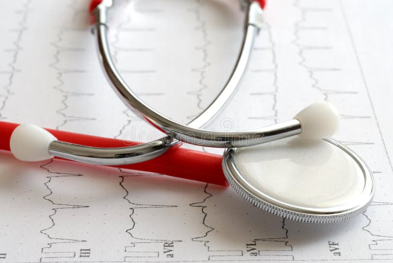 Stethoscope and ECG stock image. Image of pulse, diagram - 4312883