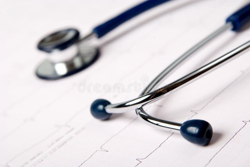 Stethoscope on ECG chart stock photo. Image of heart - 27233254
