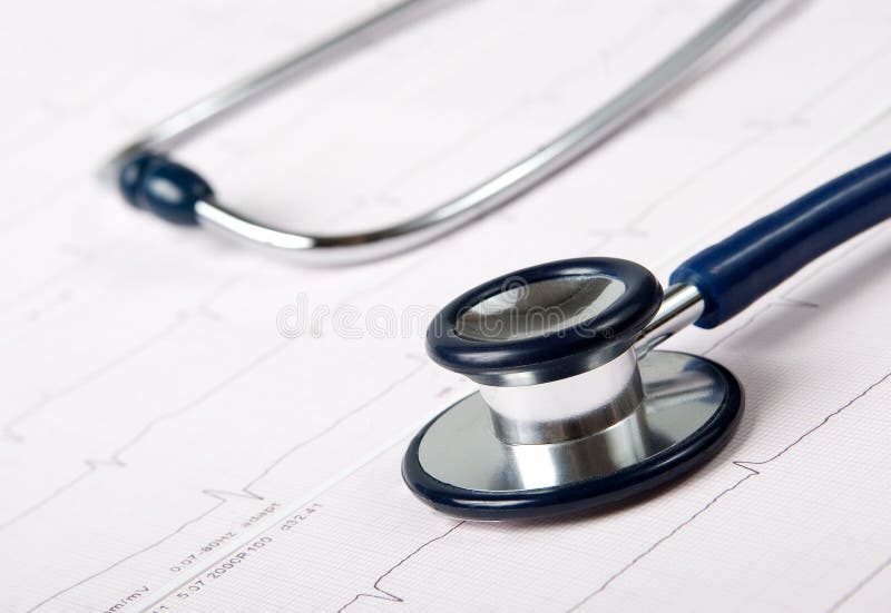 Stethoscope on ECG chart stock photo. Image of medicine - 29929850