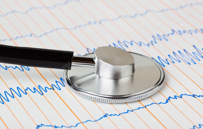 Stethoscope on ecg stock photo. Image of health, diagnostic - 44720000