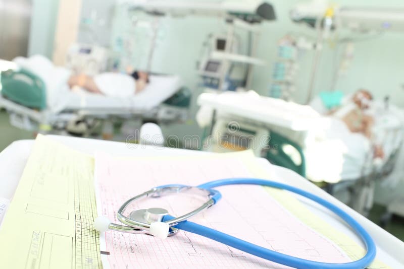 Stethoscope and ECG Symbolize Clock Surveillance Stock Image - Image of ...