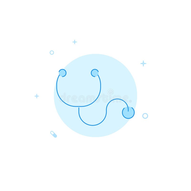 Stethoscope, Examination Flat Vector Icon. Filled Line Style. Blue ...