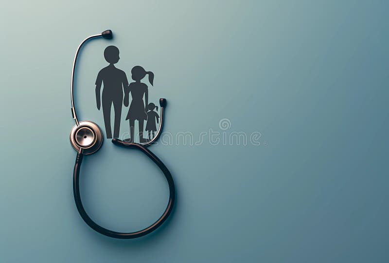 Stethoscope with Family Cutout Stock Illustration - Illustration of ...