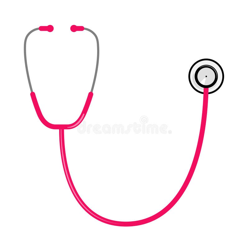 Stethoscope in Flat Pink Vector Stock Vector - Illustration of patient ...