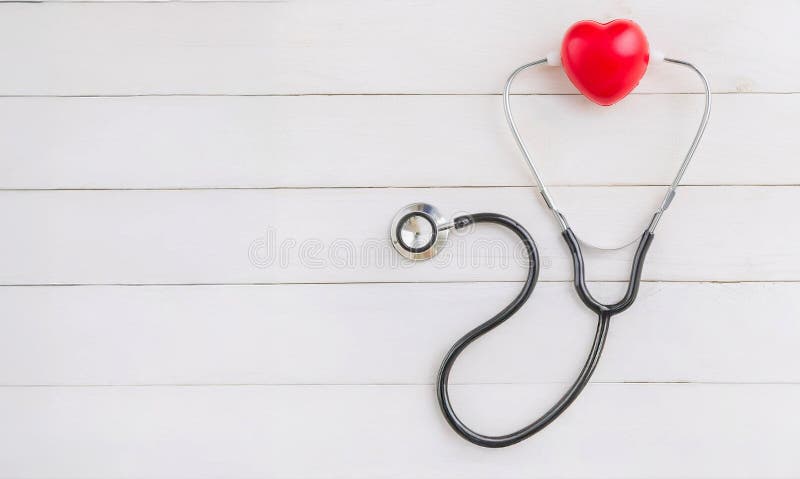 Stethoscope Forming Heart Shape with Red Heart Symbolizing Medical Care ...