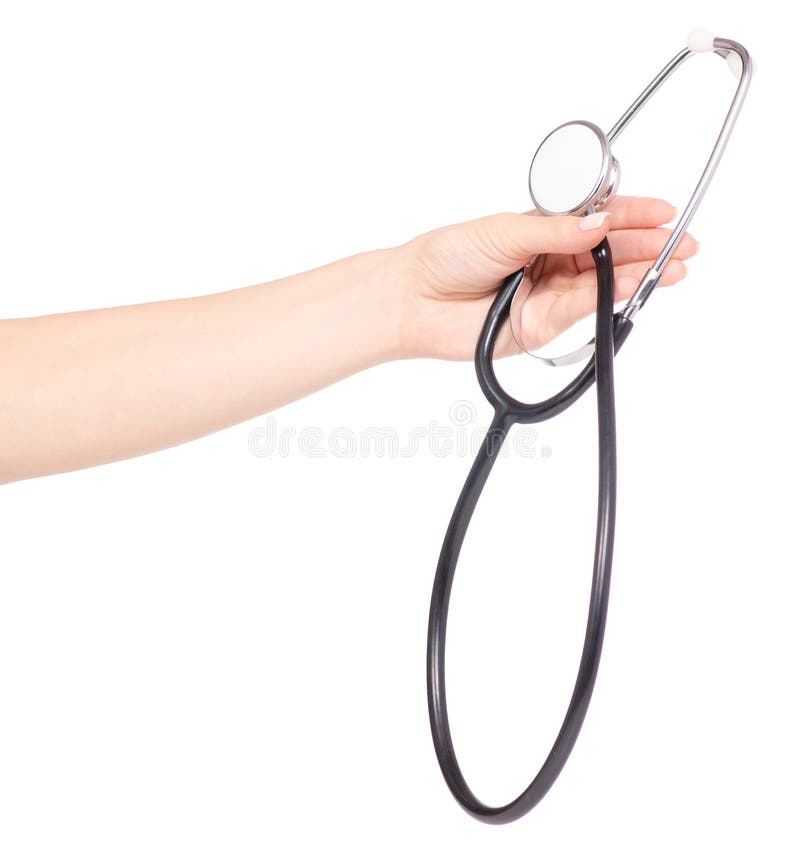 Stethoscope in hand stock photo. Image of illness, isolated - 146839416