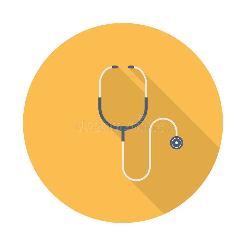 Stethoscope Icon in Flat Design with Long Shadow on Yellow Background ...