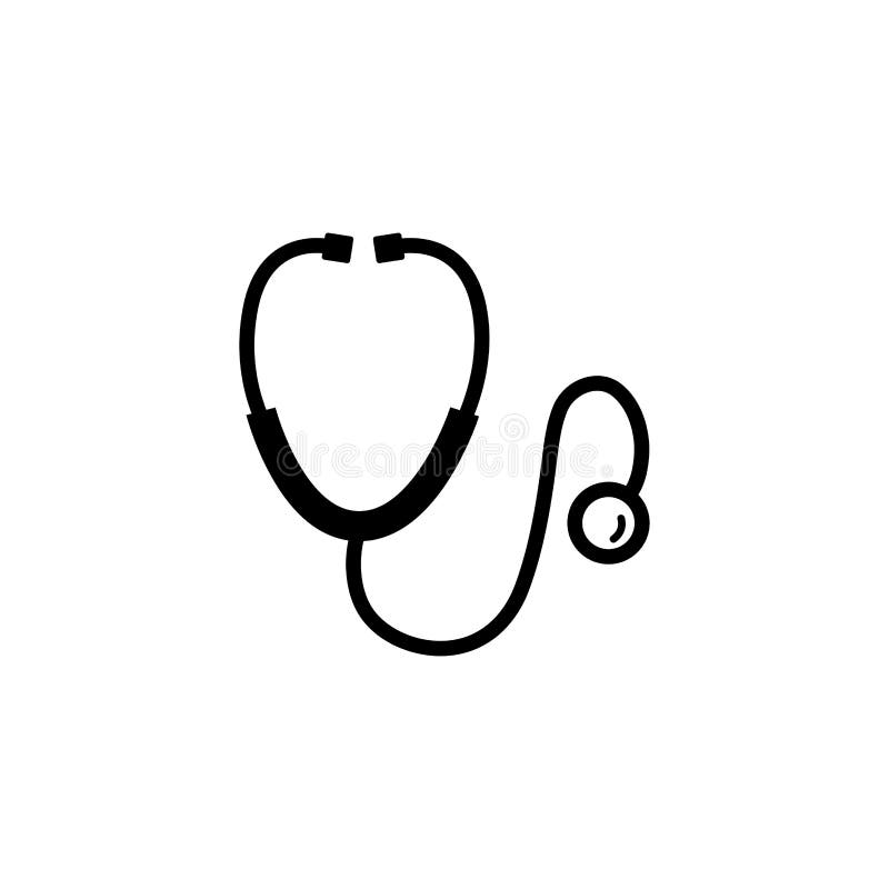 Stethoscope Icon on Red Background. Red Flat Style Vector Illustration ...