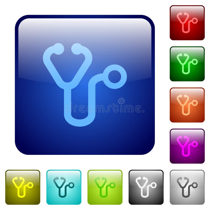 Stethoscope Color Square Buttons Stock Vector - Illustration of ...
