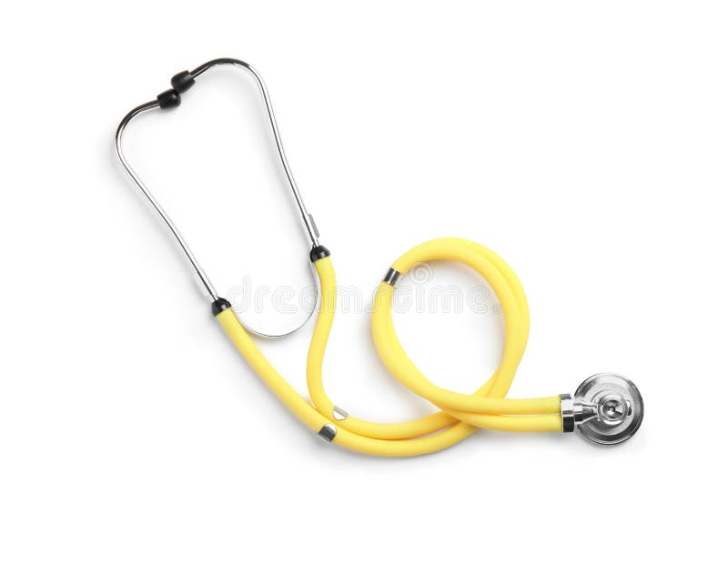 Stethoscope Isolated on White, Top View Stock Photo - Image of charity ...