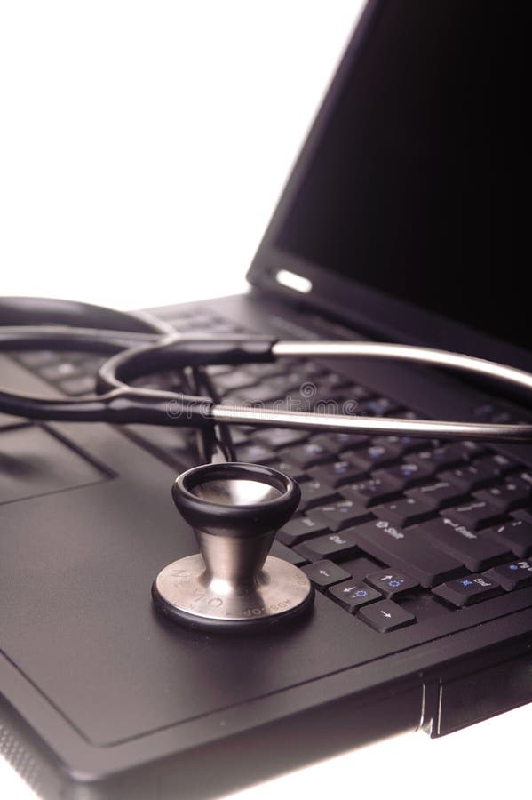 Stethoscope on laptop stock photo. Image of information - 18279918