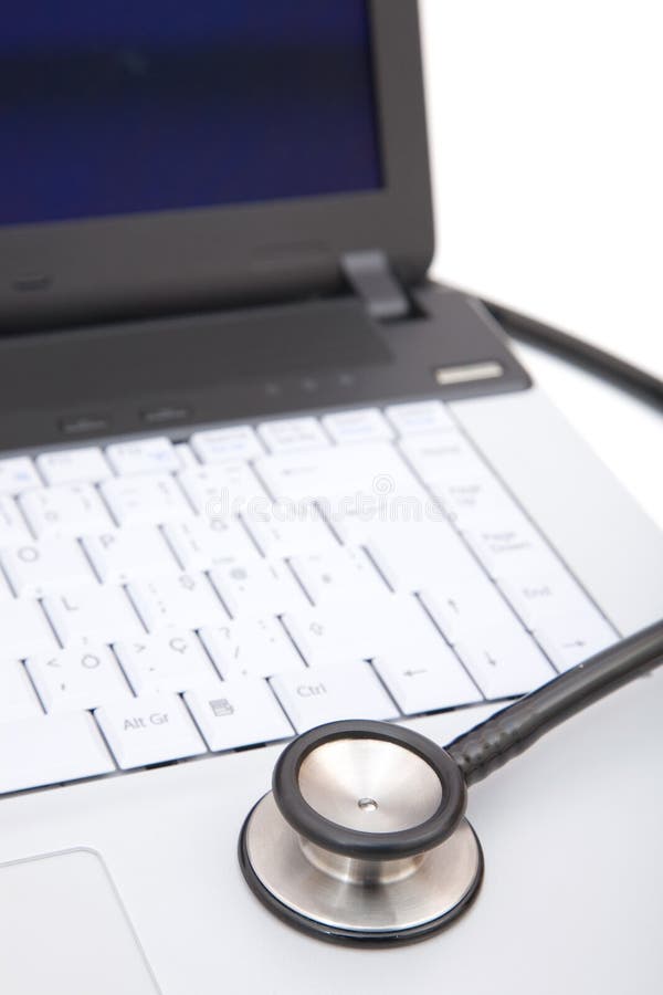 Stethoscope on a laptop stock image. Image of instrument - 3241289