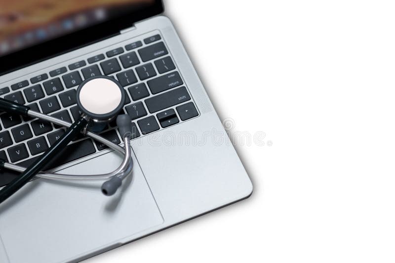 Stethoscope on Laptop Computer, Medical Technology Backgrounds Concepts ...