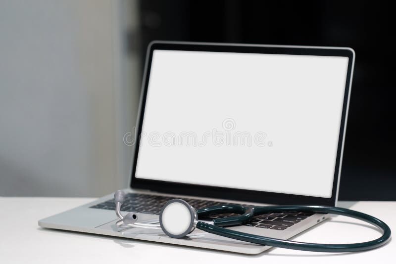 Stethoscope on Laptop Computer, Medical Technology Backgrounds Concepts ...