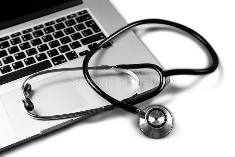 Stethoscope on a Laptop stock image. Image of medicine - 118165327