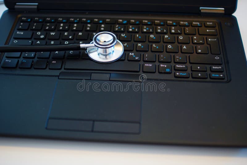 Stethoscope on a Laptop Computer. Stock Image - Image of electronics ...