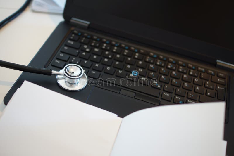 Stethoscope on a Laptop Computer. Stock Image - Image of digital ...