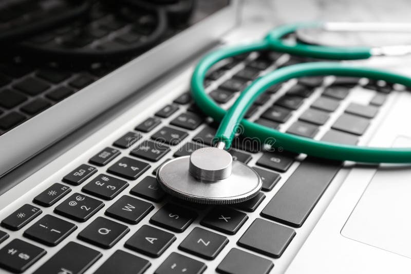 Stethoscope on Laptop. Concept of Technical Support Stock Photo - Image ...