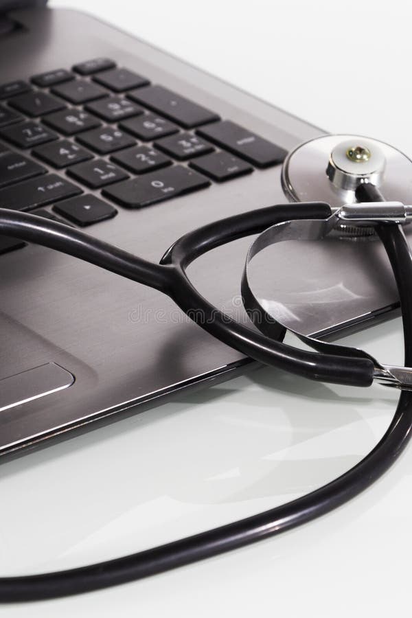Stethoscope on Laptop Keyboard. Health Care or it Security Concept ...