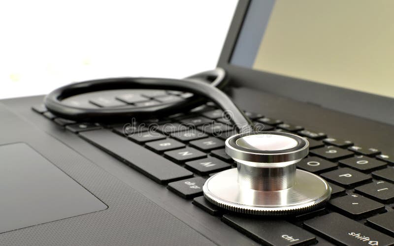 Stethoscope and laptop stock photo. Image of treatment - 314471444