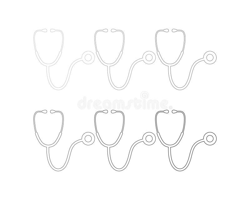 Stethoscope Line Art Vector Illustration, Stethoscope Outline Stock Vector - Illustration of ...