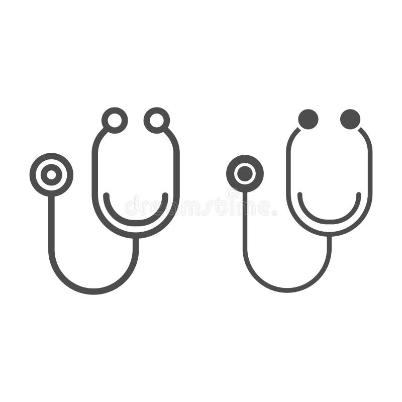 Stethoscope Line and Solid Icon, Medical Tests Concept, Medical ...
