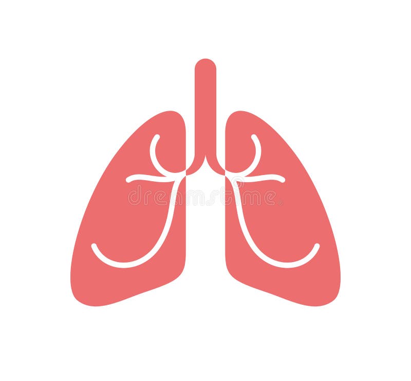Stethoscope With Lungs Vector Simple Icon Isolated Over White