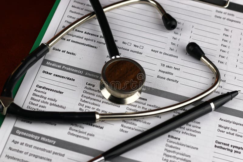 Stethoscope Medical Documents Pen Stock Photo - Image of documentation ...