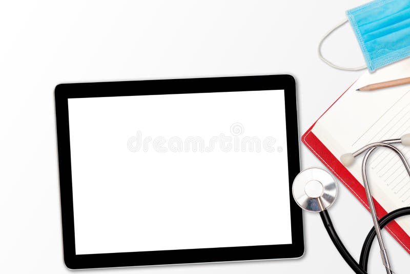 Stethoscope on Medical Table Healthcare and Technology Concept, Tablet ... Stethoscope on Medical Table Healthcare and Technology Concept, Tablet ...