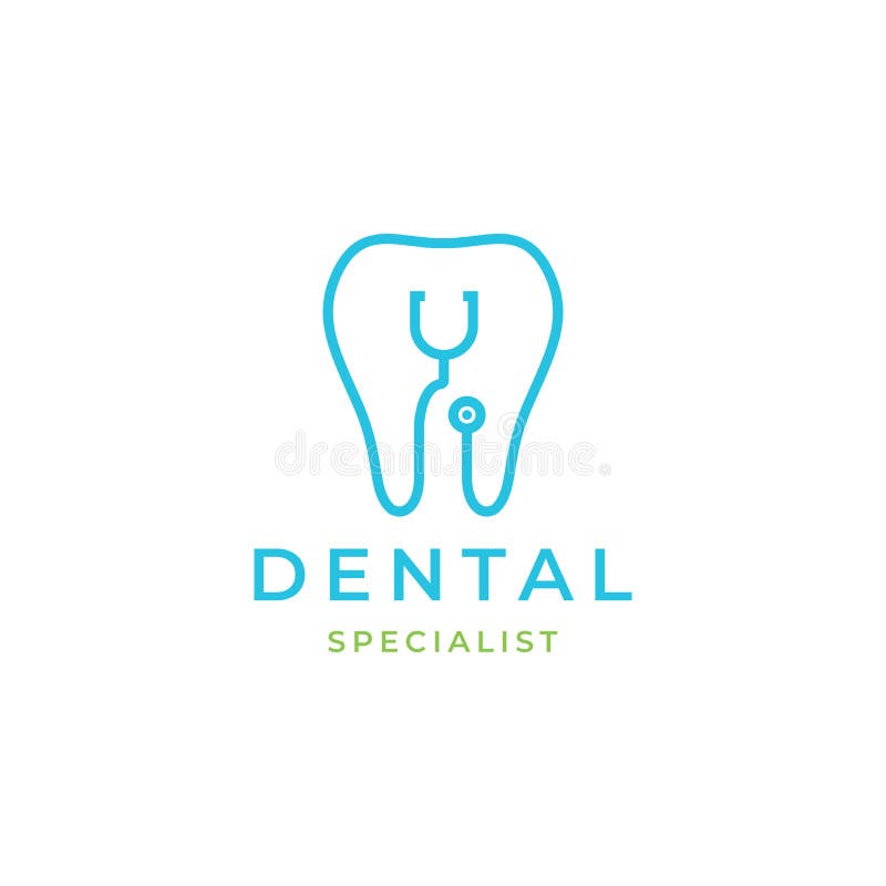 Stethoscope Minimalist with Tooth Dental Logo Design Stock Vector ...