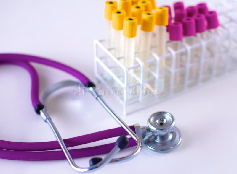 Stethoscope Near Medical Tubes on White Background Stock Image - Image ...