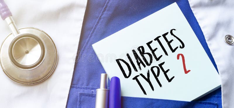 Stethoscope, Pens and Note with Text Diabetes Type 2 on the Doctor ...