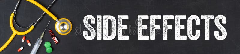 Stethoscope and Pharmaceuticals on a Blackboard - Side Effects Stock ...