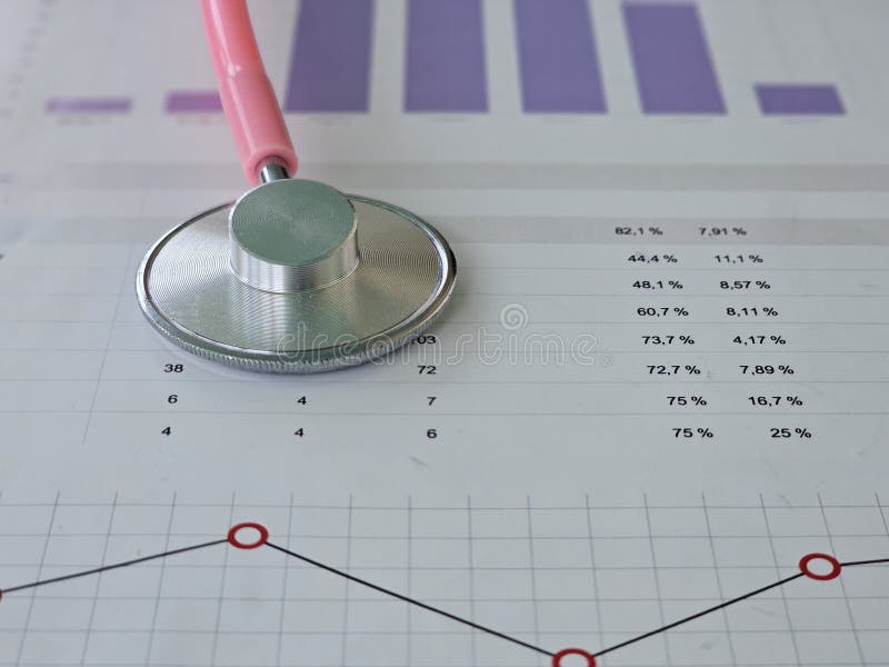 Stethoscope Placed on a Report Showcasing Health Statistics and Data ...