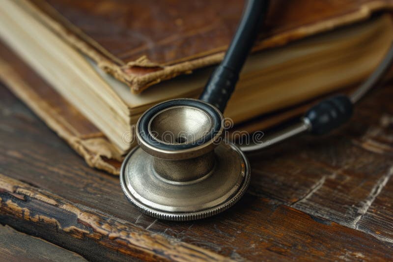 A Stethoscope is Placed on Top of a Book about Medical Reference ...