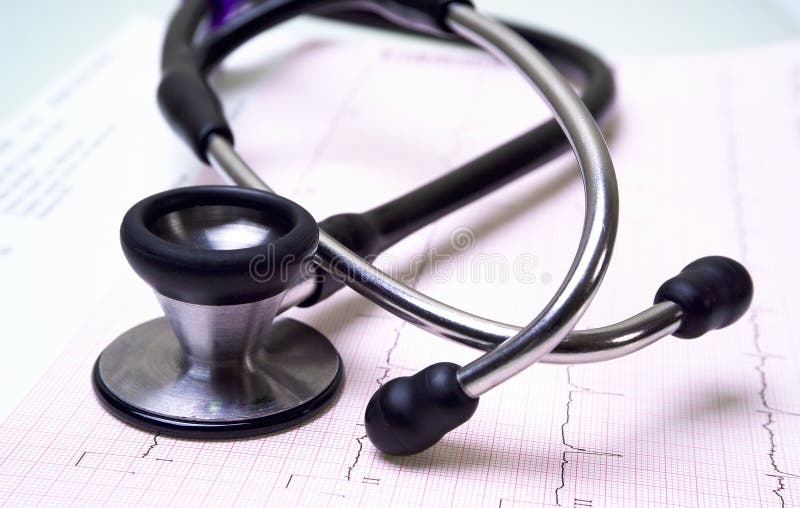 Stethoscope and real EKG stock photo. Image of exam, care - 102428