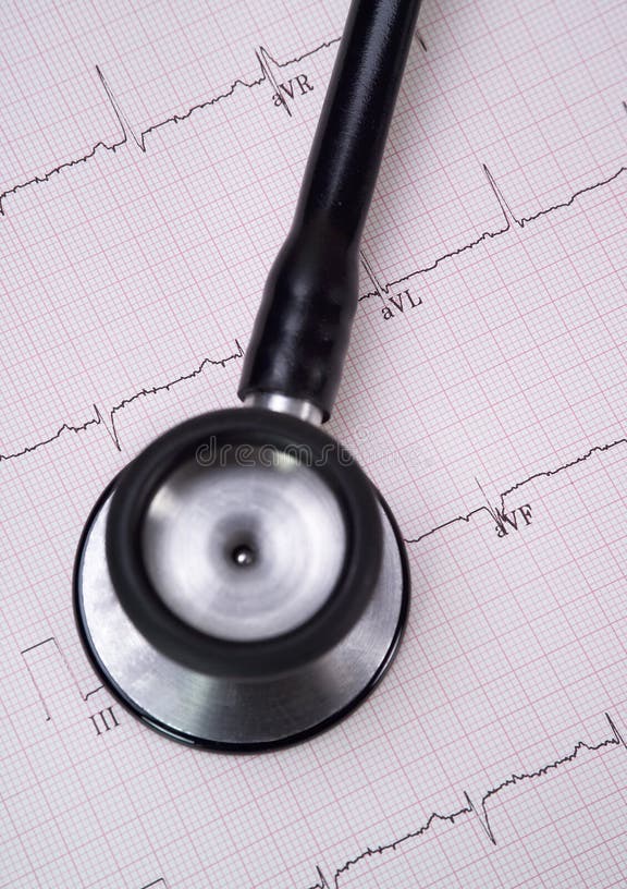 Stethoscope and Real EKG 2 stock image. Image of auscultation - 109349