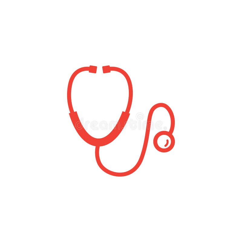 Stethoscope Red Icon on White Background. Red Flat Style Vector ...