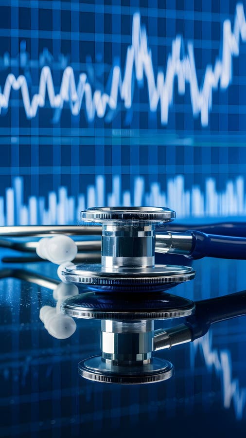Stethoscope on Reflective Surface with Digital Graphs for Health ...