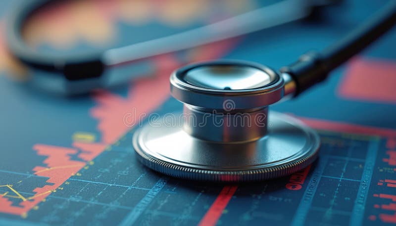 Stethoscope Resting on a Colorful Data Chart. Concept of Medicine and ...