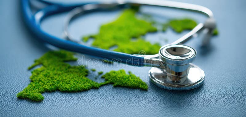 The Stethoscope Resting on a Green Map Symbolizing Global Health and ...