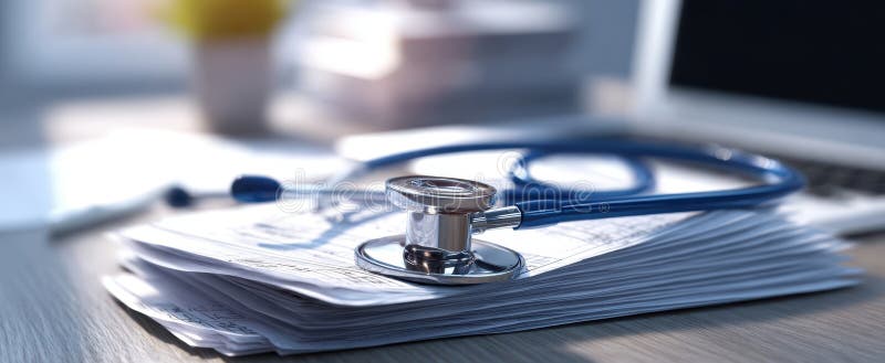The Stethoscope Resting on Medical Paperwork in a Professional Office ...