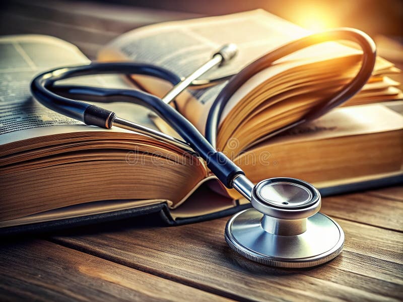 A Stethoscope Resting on an Open Medical Textbook Visualizing the ...