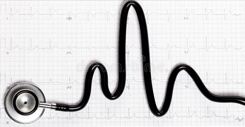 Stethoscope in Shape of Heart Beat on Electrocardiogram. Stock Image ...