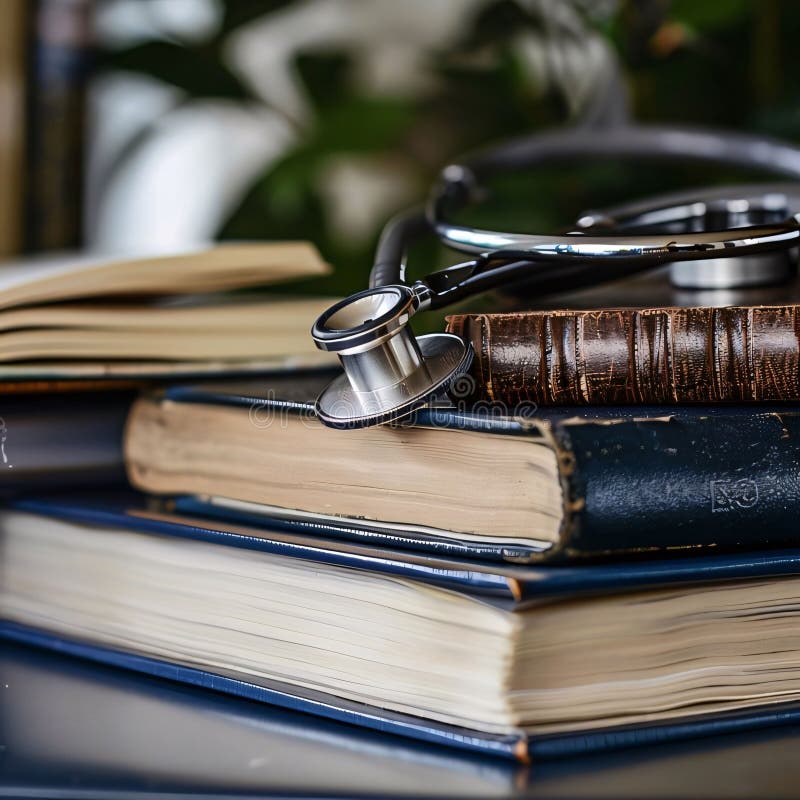 Stethoscope on a Stack of Old Books. Medical Background Stock ...