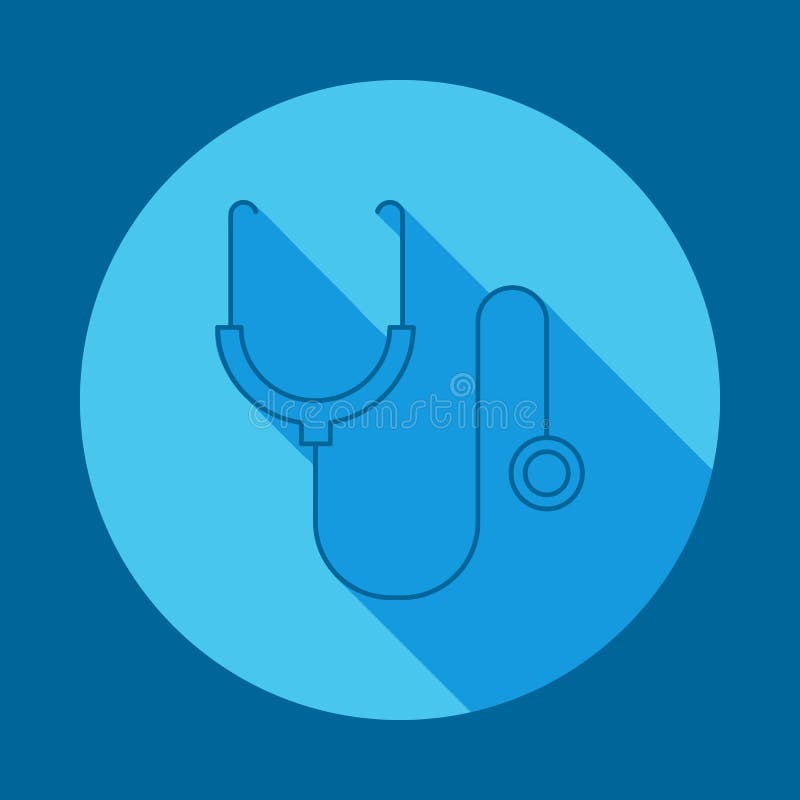 Stethoscope or Steth Flat Long Shadow Icon. Element of Medicine Icon ...