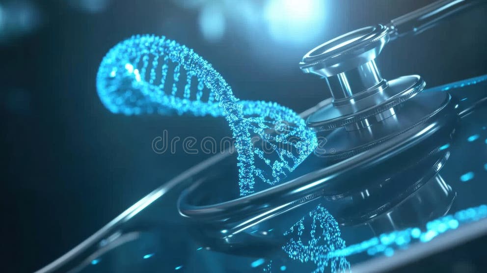 A Stethoscope with a Strand of Dna on it Stock Illustration ...