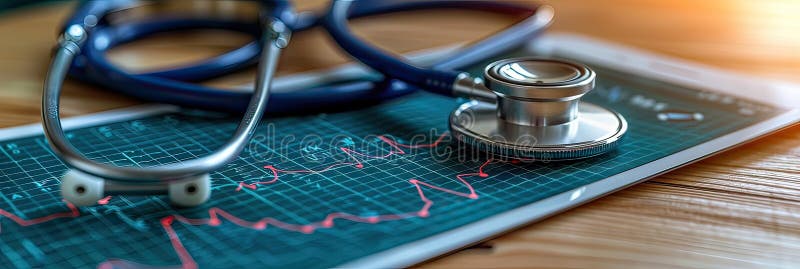 A Stethoscope on a Table Over a Graph with Electronic Components Stock ...